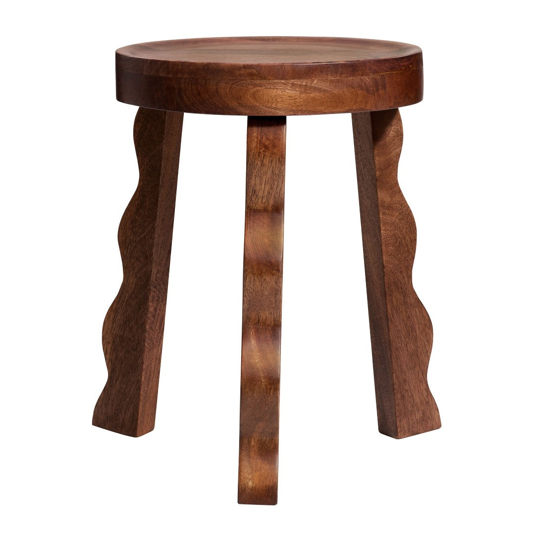 Sorrel Hand-Carved Wood Stool - Rustic Mango Wood Accent Seat For Home