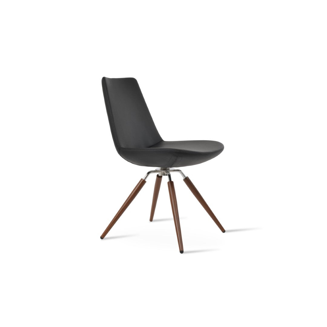 Eiffel Carrot Swivel Chair - Stylish Leatherette Dining Chair with Met