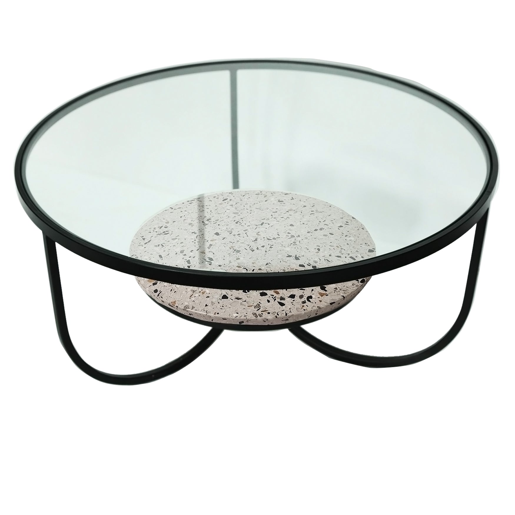 Marisol Round 33" Terrazzo Cocktail Table - Stylish Glass Top with Col