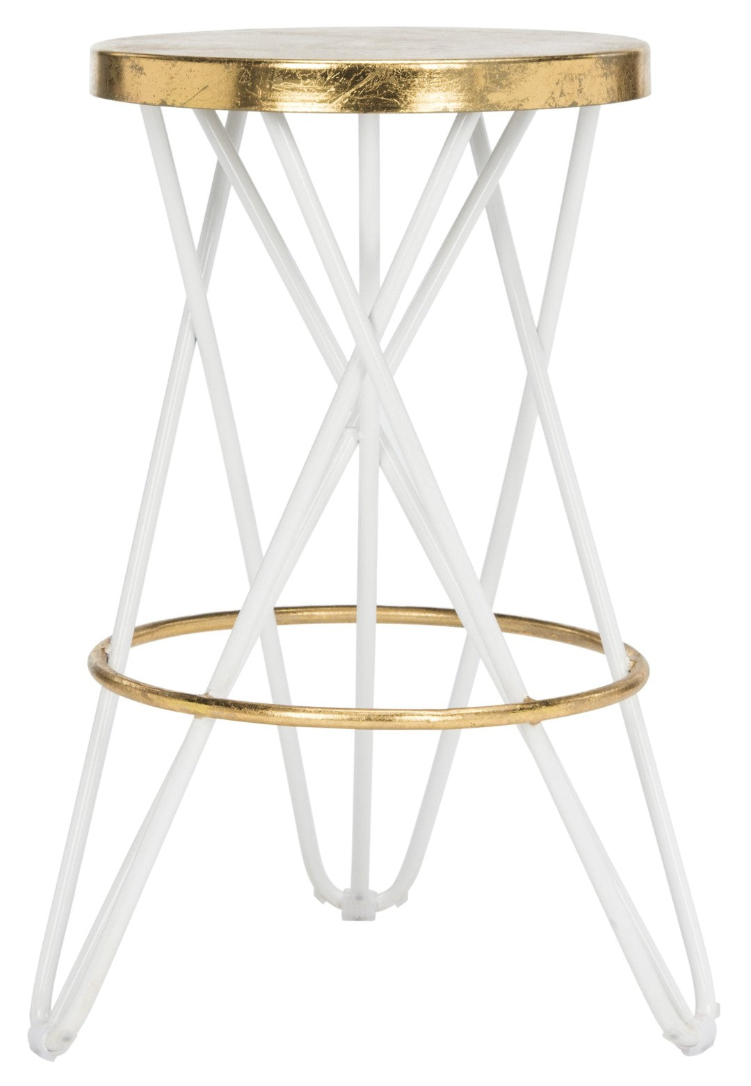 Lorna Counter Stool - Chic Retro Glam Design With Gold Leaf Finish For