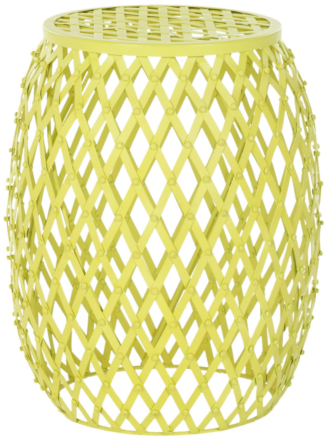 Evan Bold Welded Iron Strips Stool In Matte Neon Yellow - Industrial C
