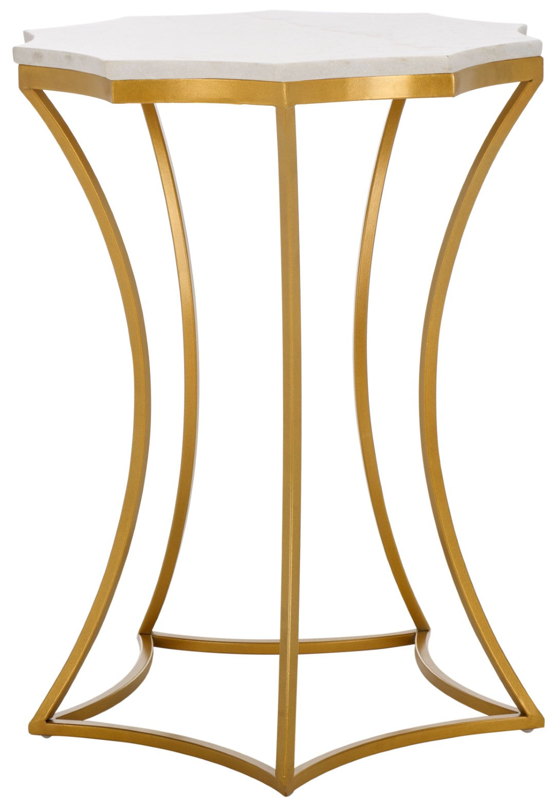 Starbella Accent Table - Elegant Star-Shaped White Marble Top With Gol