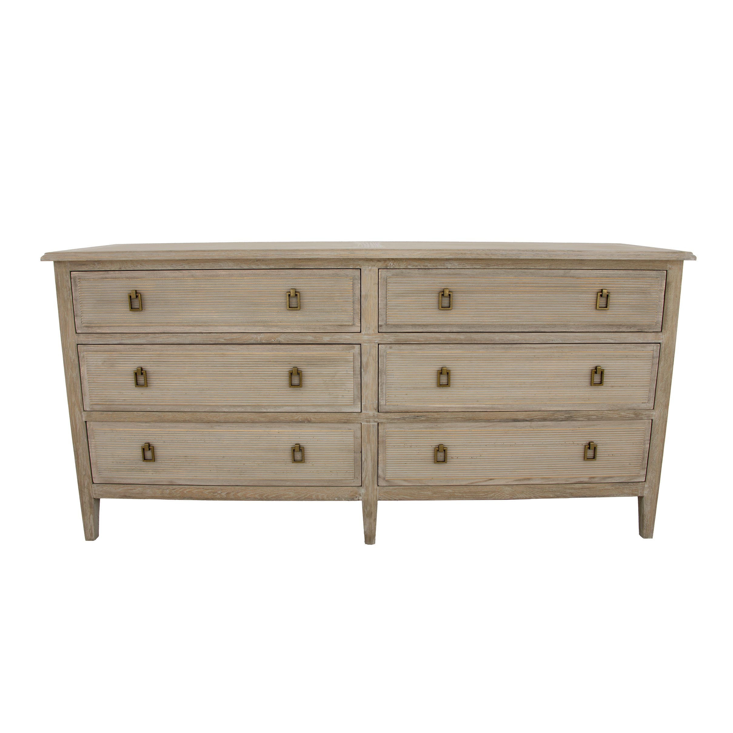 FR869 Natural Oak Long Chest with 6 Spacious Drawers - Soft-Close Soli