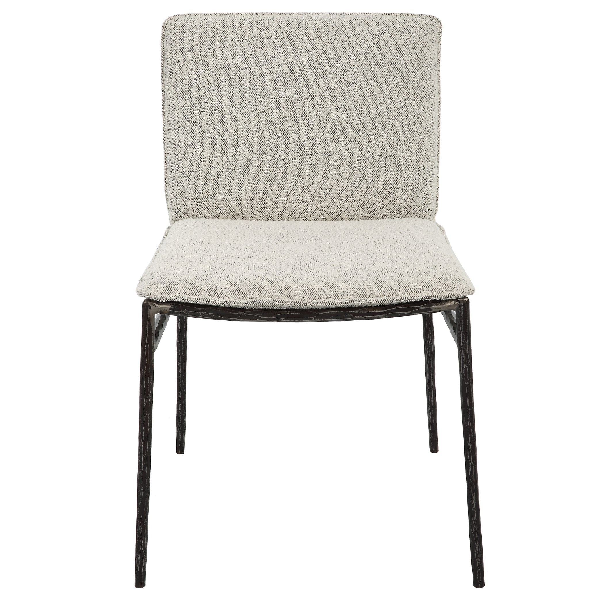 Jacobsen Gray Dining Chair - Modern Curved Design with Chiseled Iron F