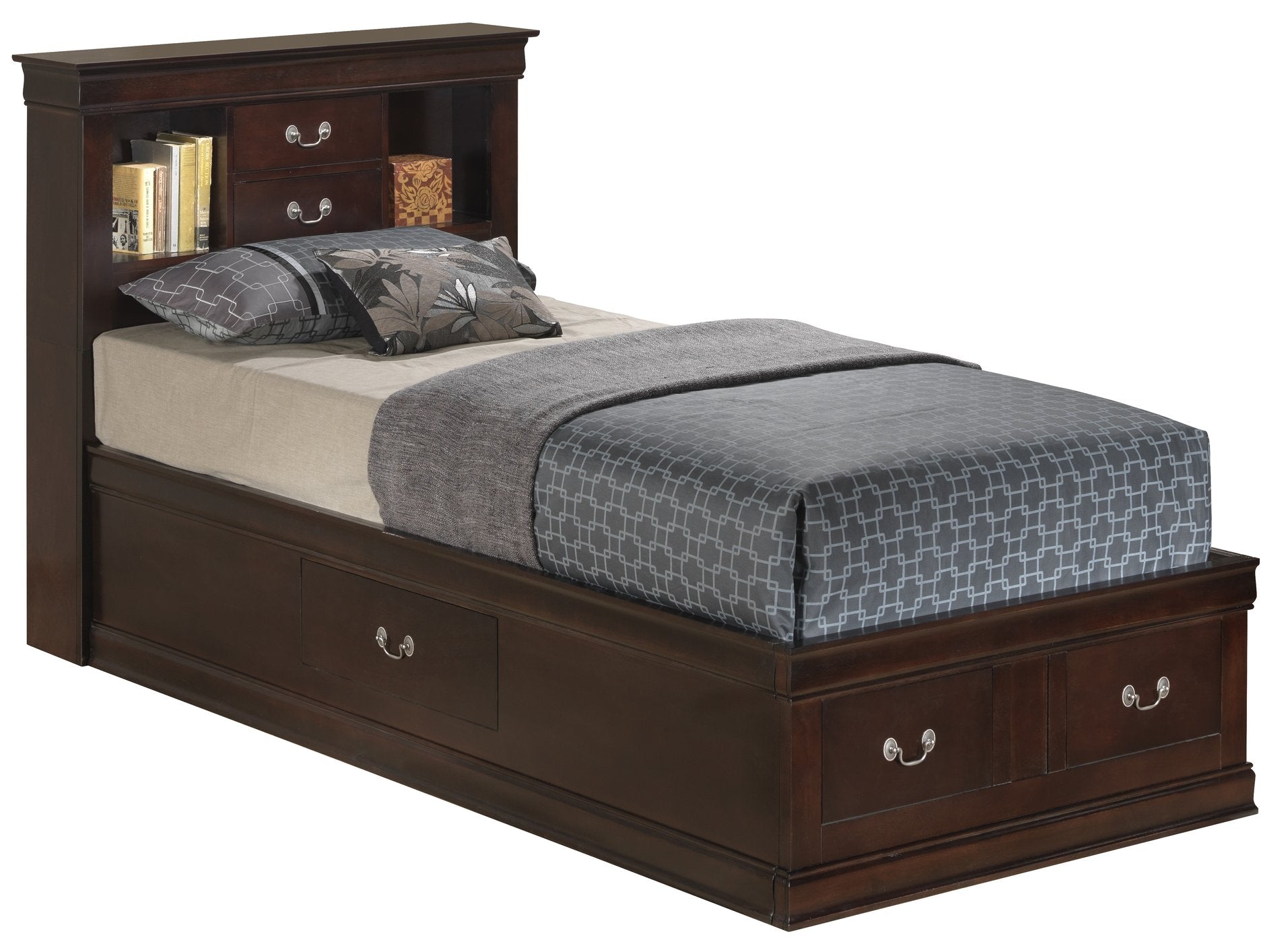 Louis Louis Phillipe Twin Storage Bed Cappuccino With Headboard Drawer