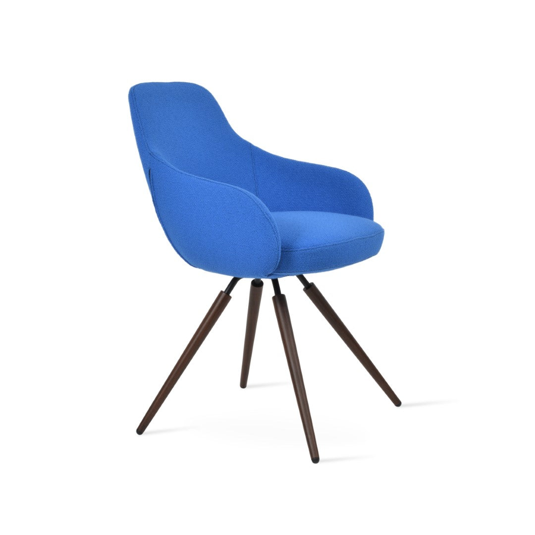 Gazel Arm PR Dining Chair - Elegant Boucle Fabric & Genuine Leather, 1