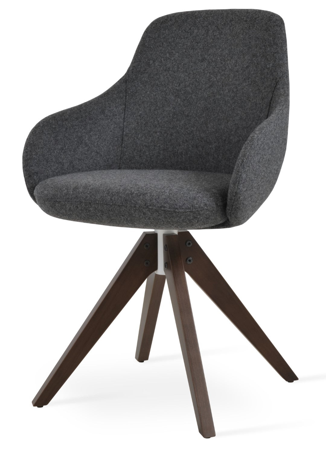 Gazel Arm Pyramid Dining Chair - Luxurious Wool Fabric, 10-Year Guaran
