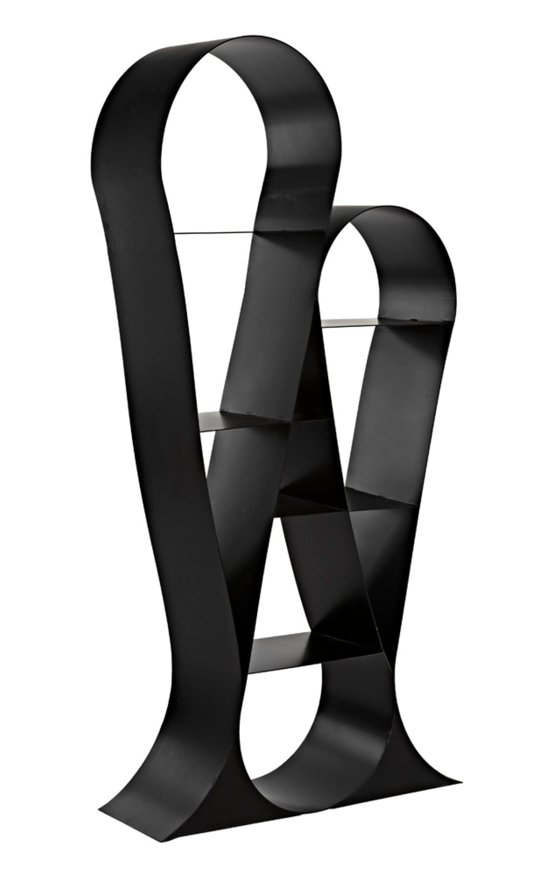 Zaha Bookcase - Sculptural Black Metal Design with Open Shelving for M