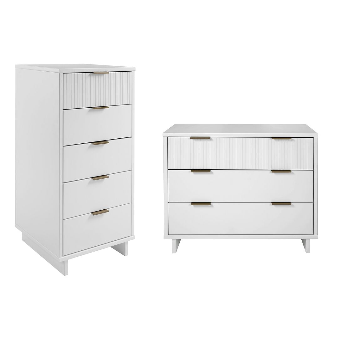 Granville Modern Glam Dresser Set - Stylish Tall Chest & Standard Dres