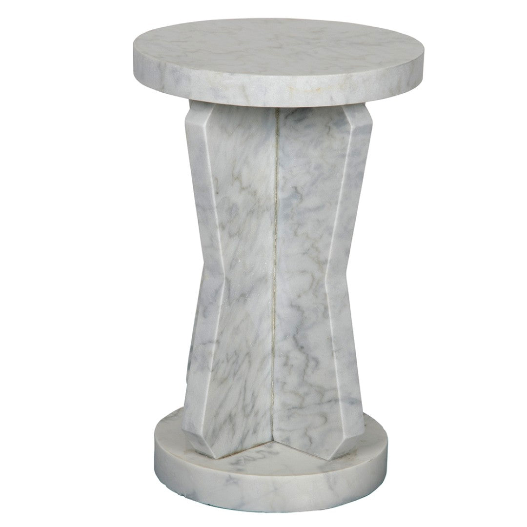 Ingram Side Table - Handcrafted Bianco Crown Marble Accent with Sculpt