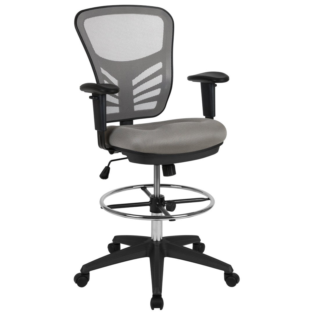 Tyler Ergonomic Drafting Chair with Adjustable Chrome Foot Ring for En
