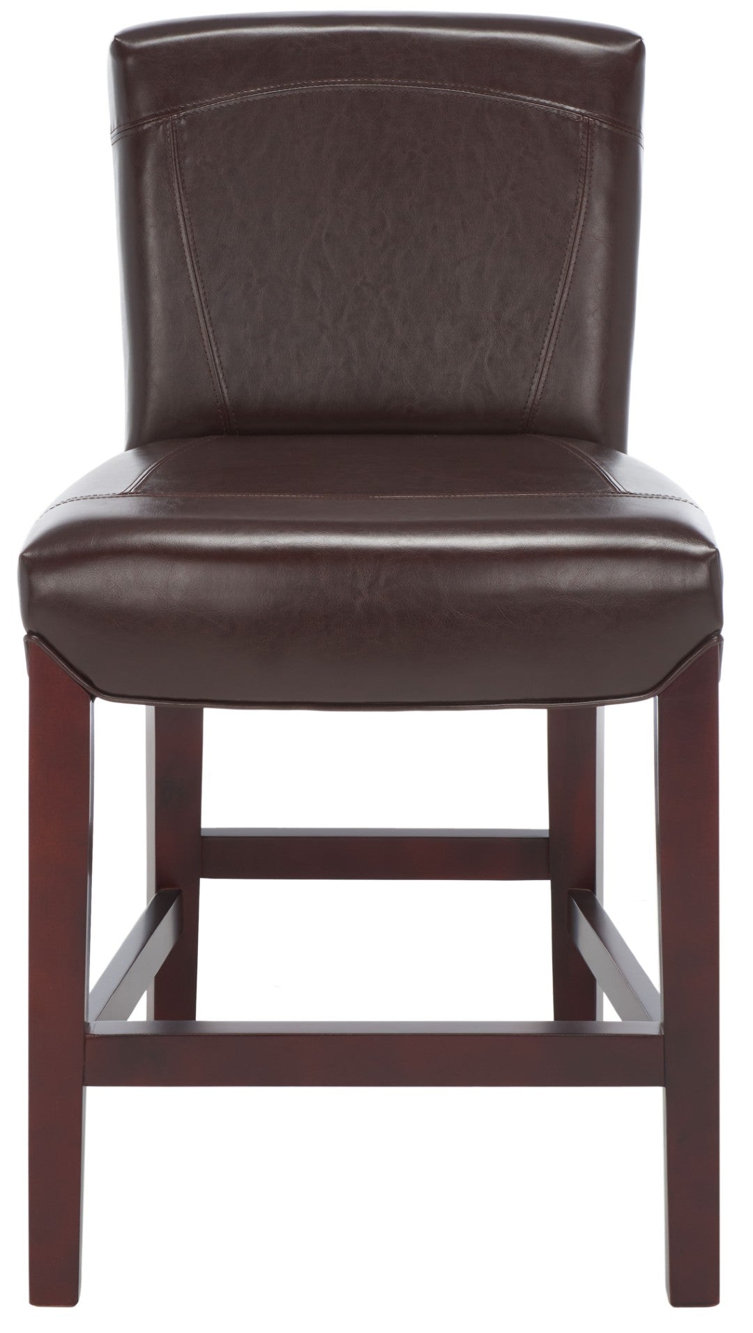 Ken Counter Stool - Elegant Brown Bicast Leather With Classic Cherry M