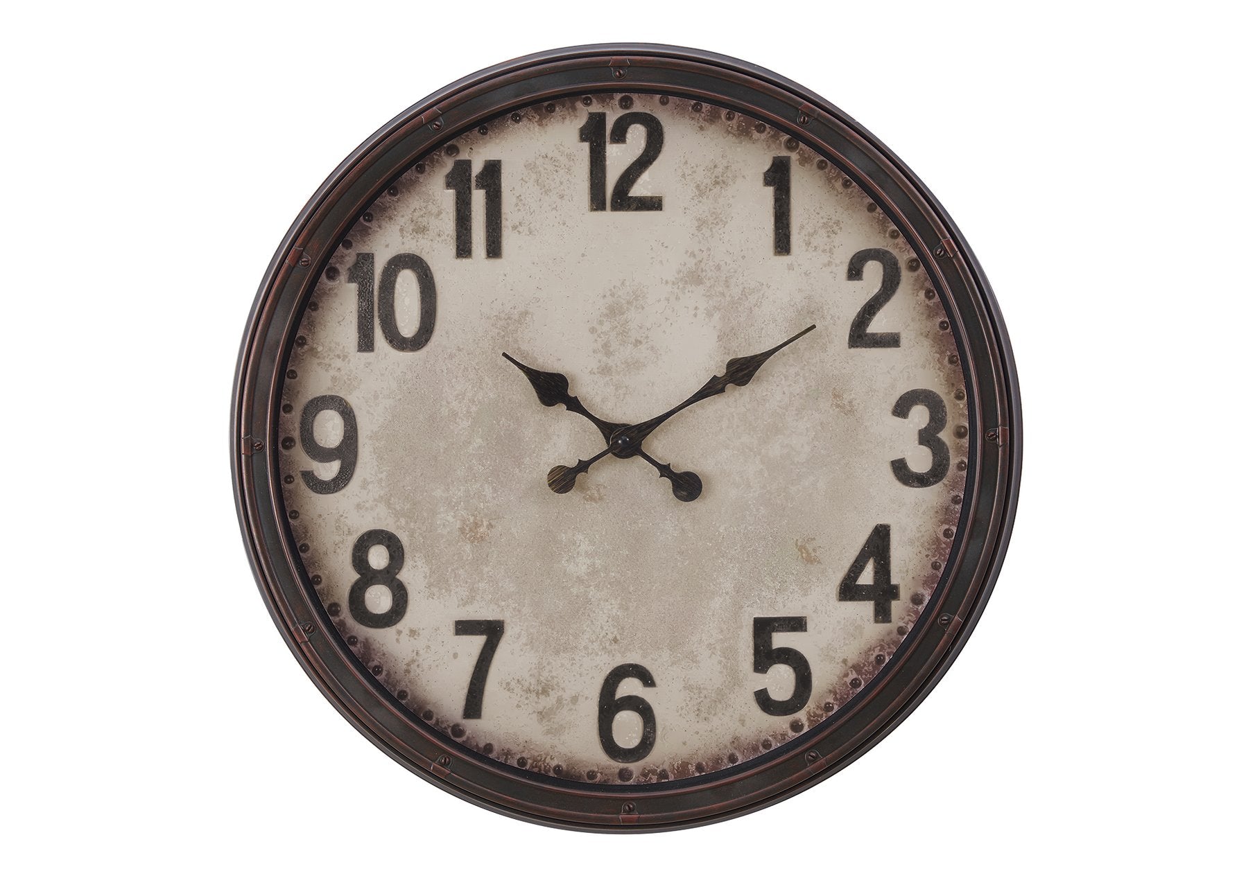 Clocks, 20" Vintage Round Wall Clock in Antique Brown - Silent Quartz,