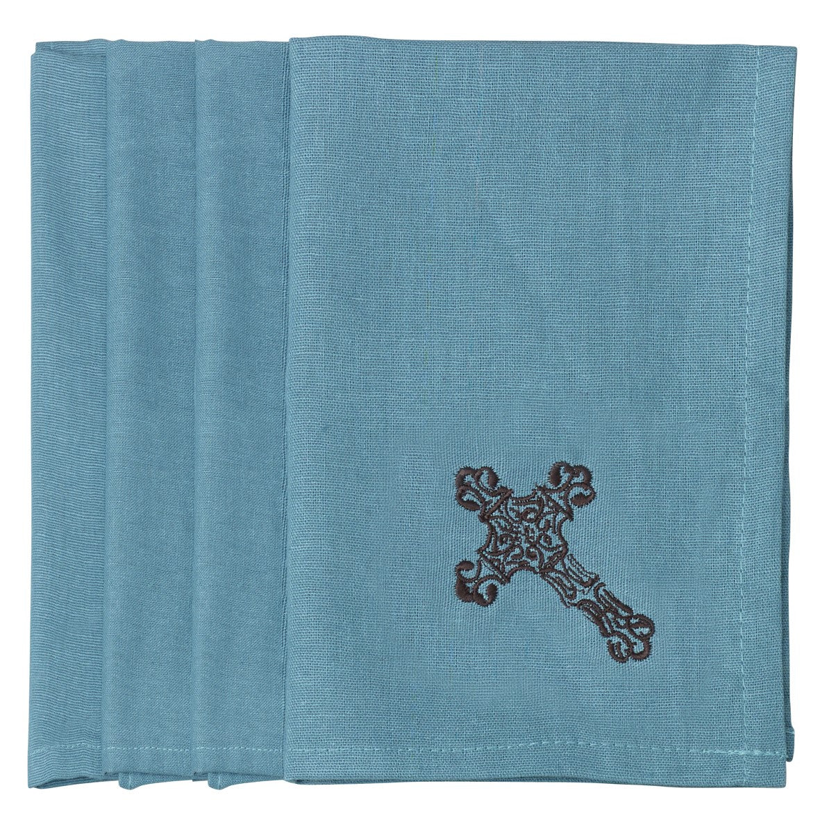 Cross Napkin Set - Exquisite Chocolate Embroidered Design for Elegant