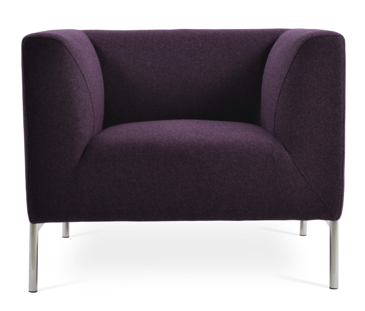 Zara Small Laguna Armchair - Modern Deep Maroon Design with Polished S