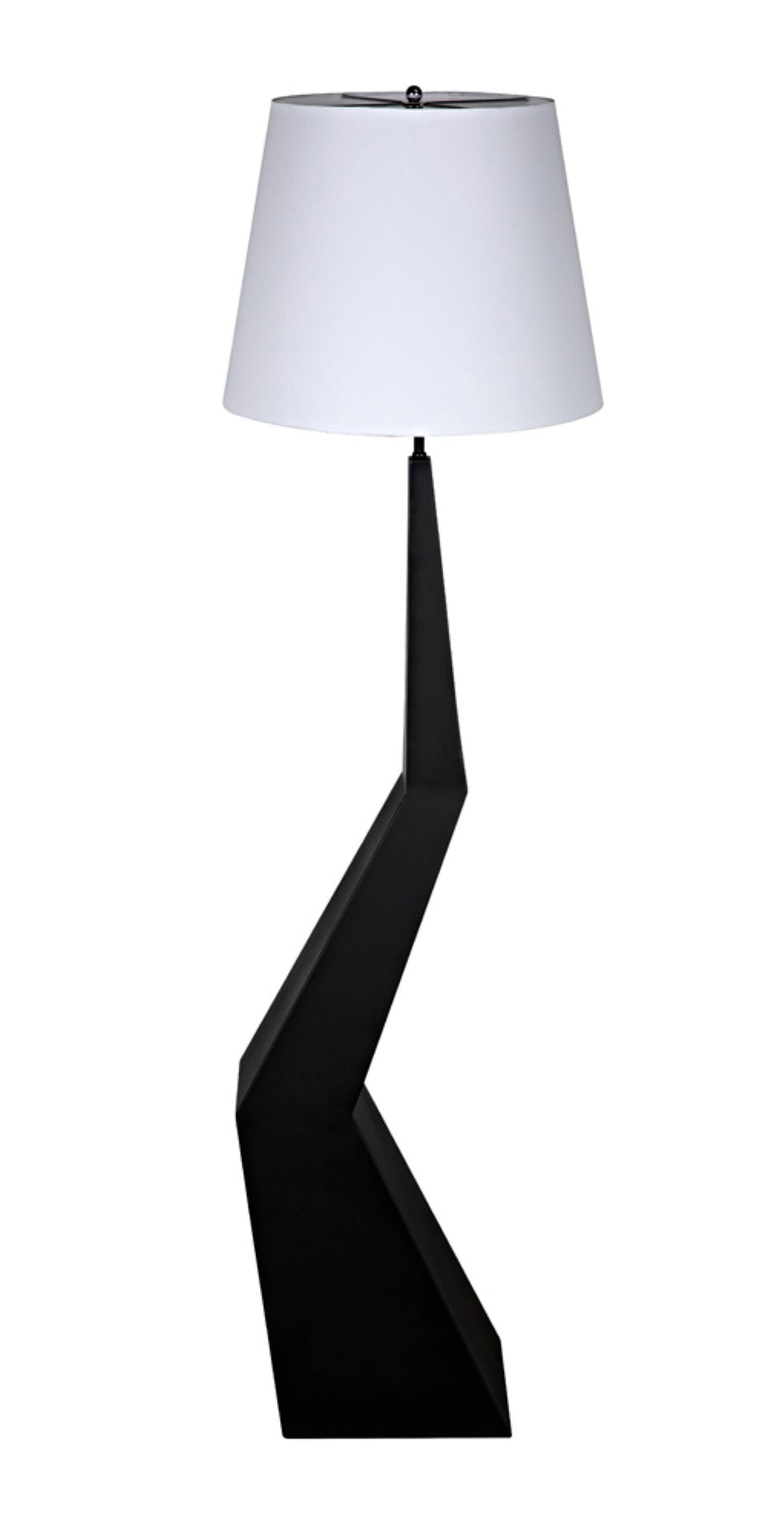 Rhombus Floor Lamp - Modern Black Metal Design with Tapered Silk Shade