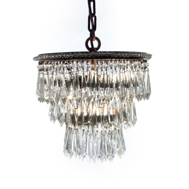 Ancil Crystal Chandelier with Copper Accents — Compact 11.5" W x 15" H