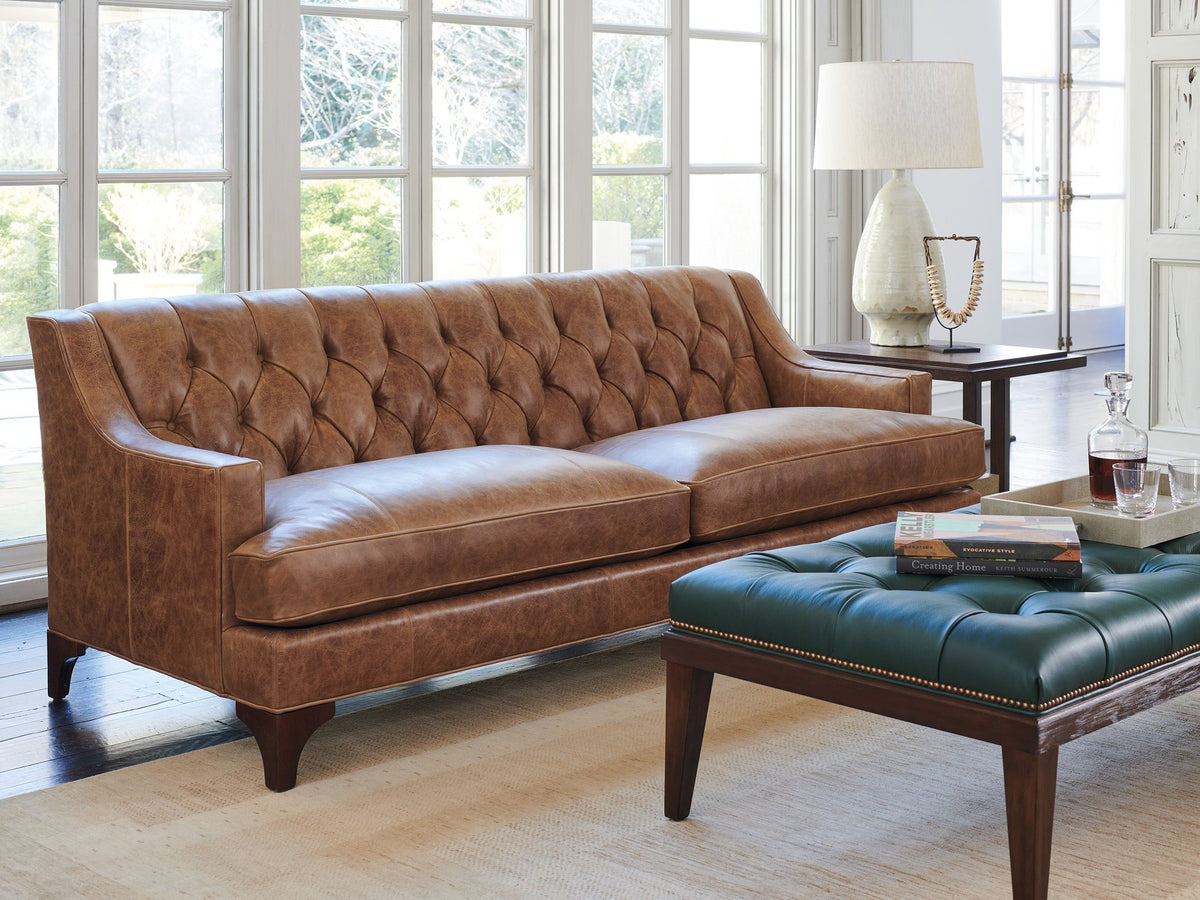 Sonoma Leather Sofa - Elegant Transitional Design with Ultra Down Cush