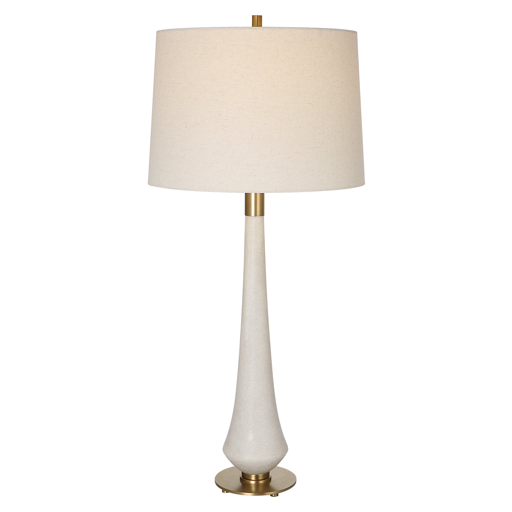 Marille Elegant Ivory Stone Table Lamp with Brushed Brass Accents and