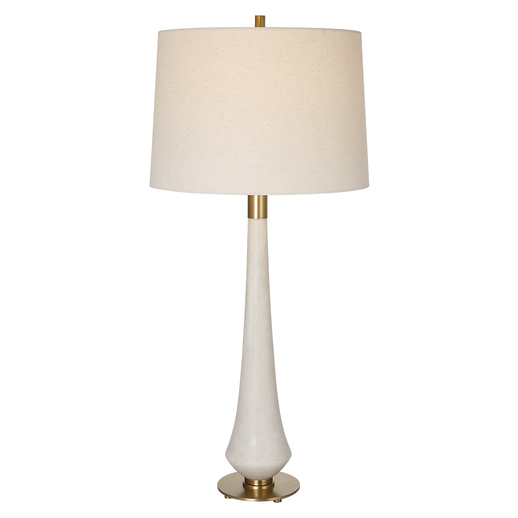 Marille Elegant Ivory Stone Table Lamp with Brushed Brass Accents and