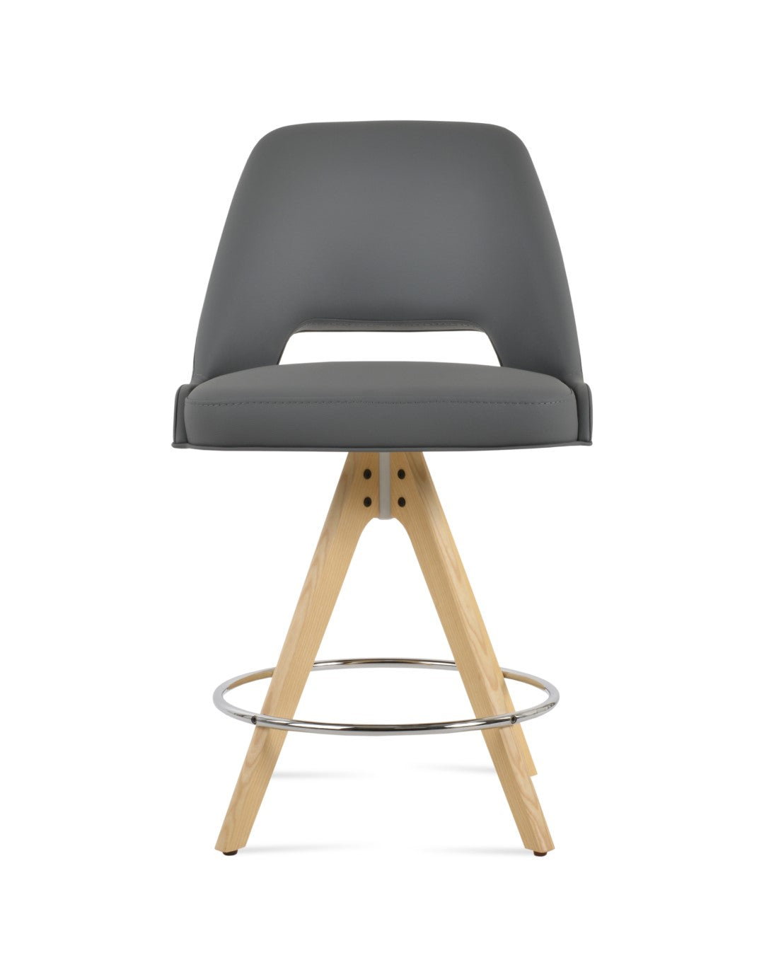 Marash Pyramid Wood Dining Chair - Elegant Leatherette Barstool with S