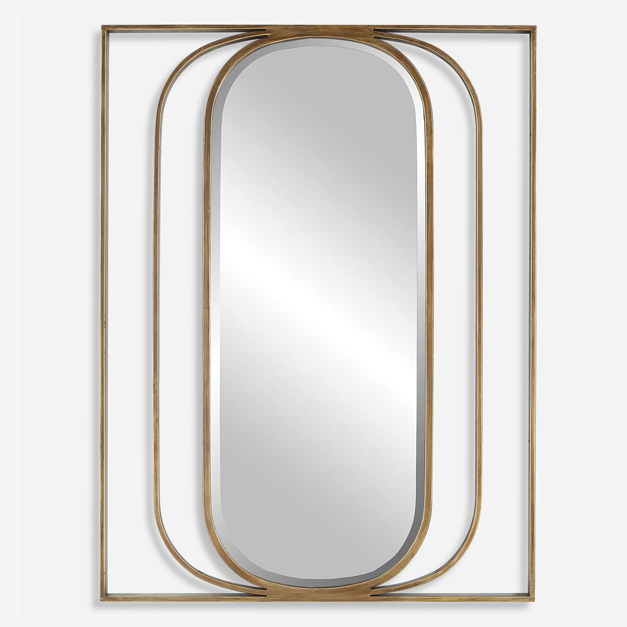 Replicate Elegant Beveled Oval Mirror in Heavily Antiqued Gold - Versa