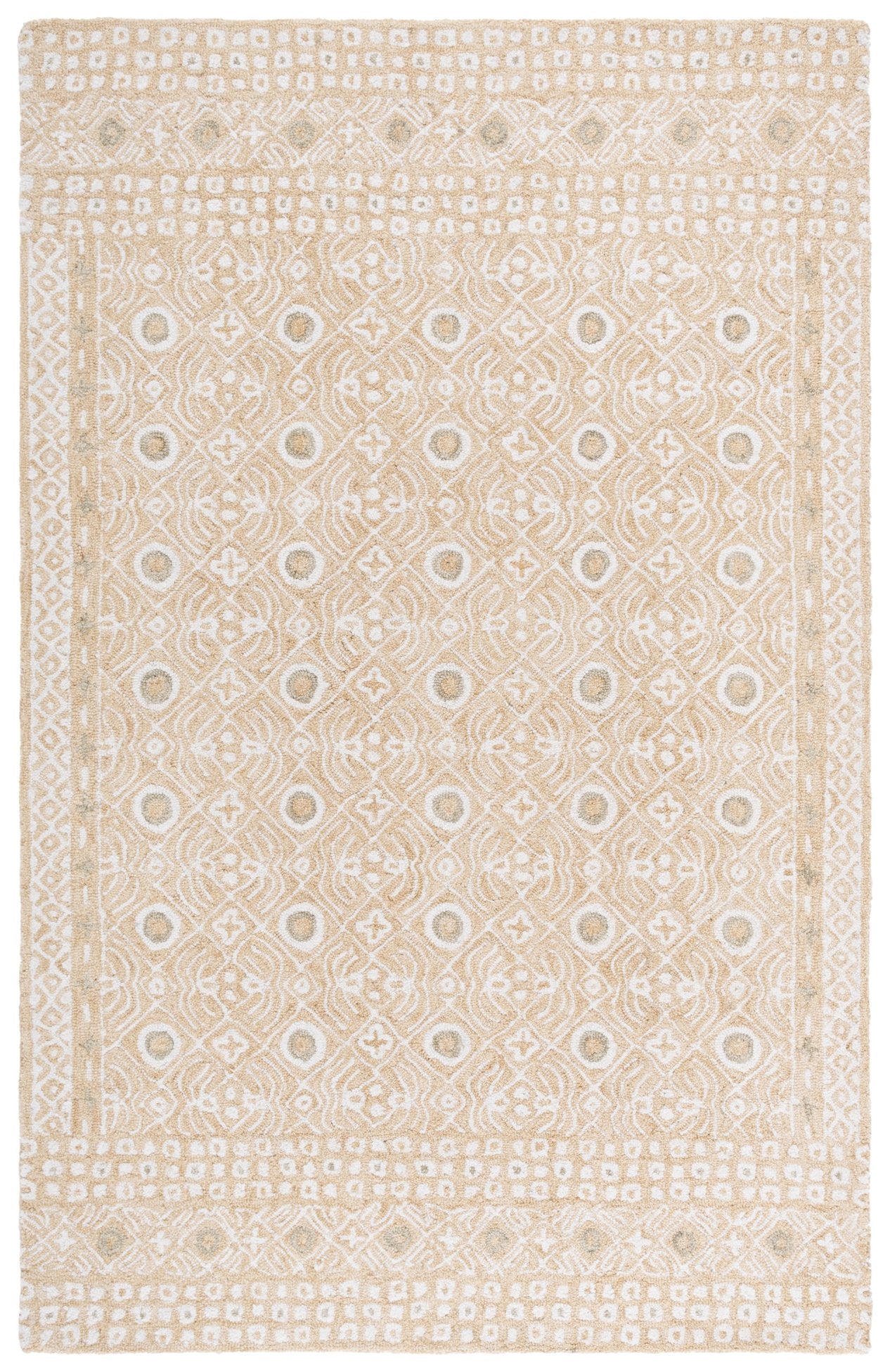 Micro-Loop Hand-Tufted Wool And Cotton Area Rug - Elegant Geometric De