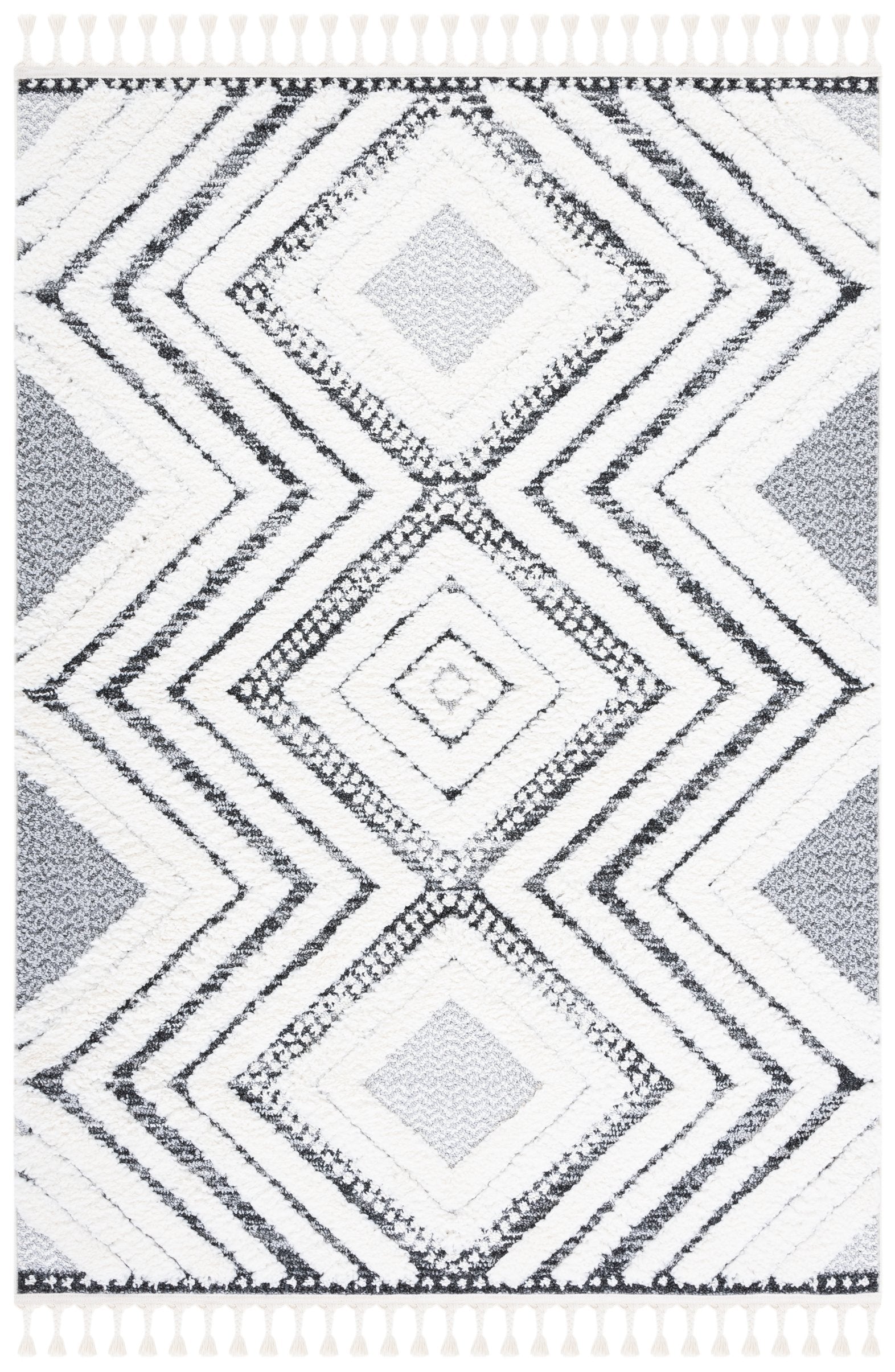 Moroccan Luxurious Shag Area Rug - Plush, Modern Geometric Design For