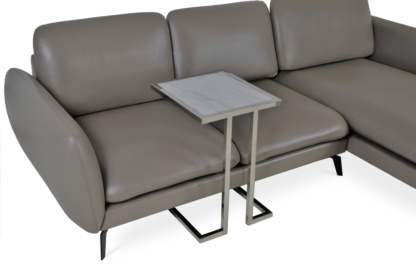 Hudson End Table - White Carrara Marble Top & Polished Stainless Steel