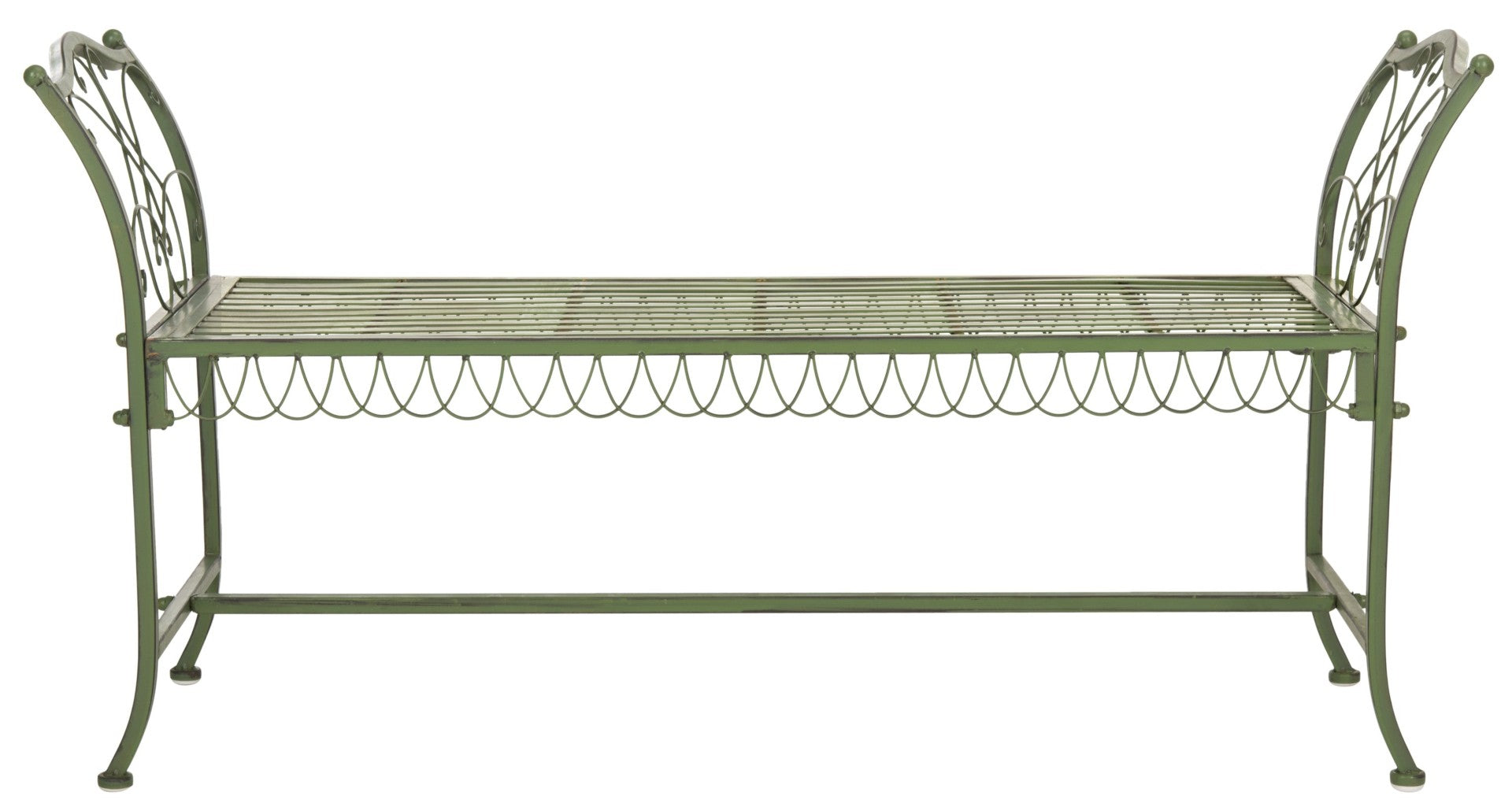 ARONA Antique Green Metal Bench - Timeless New Orleans Charm for Your