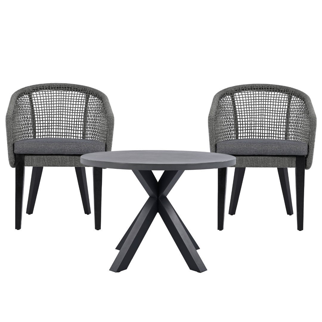 SAXON Outdoor Rope Chair Set of 2 – Stylish Acacia Wood Legs for Moder