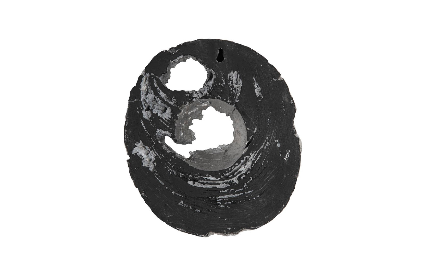 Cast Eroded Wood Circle Wall Tile - Striking Modern Accent with Silver
