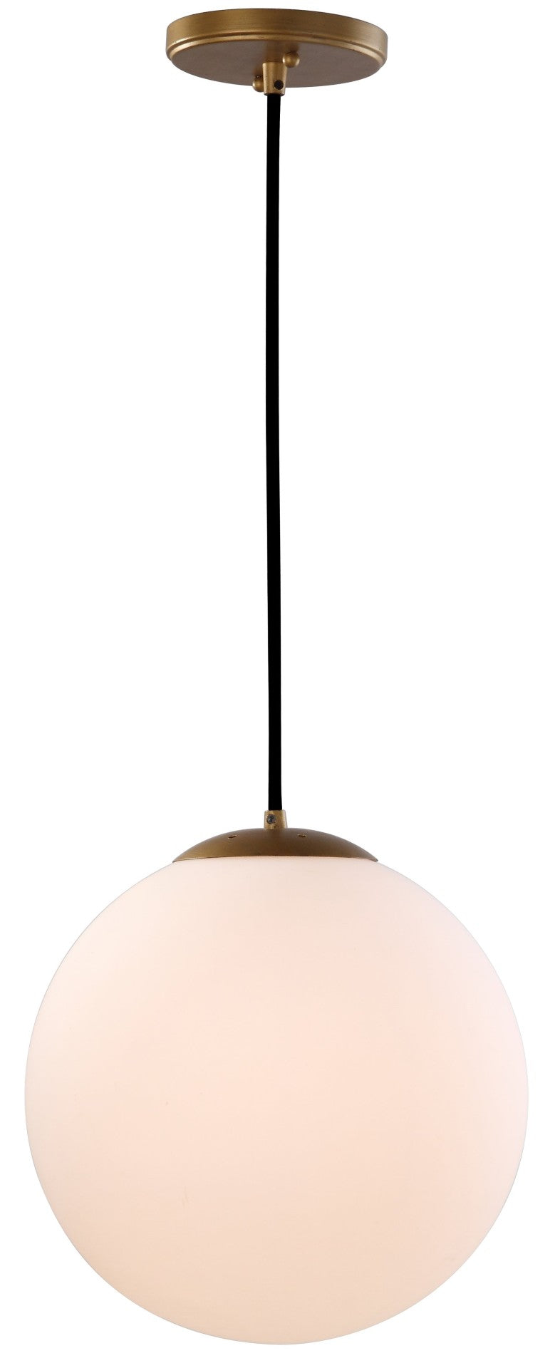 NELDA, 11.5-Inch Extendable Pendant Light with Brass Finish & White Gl