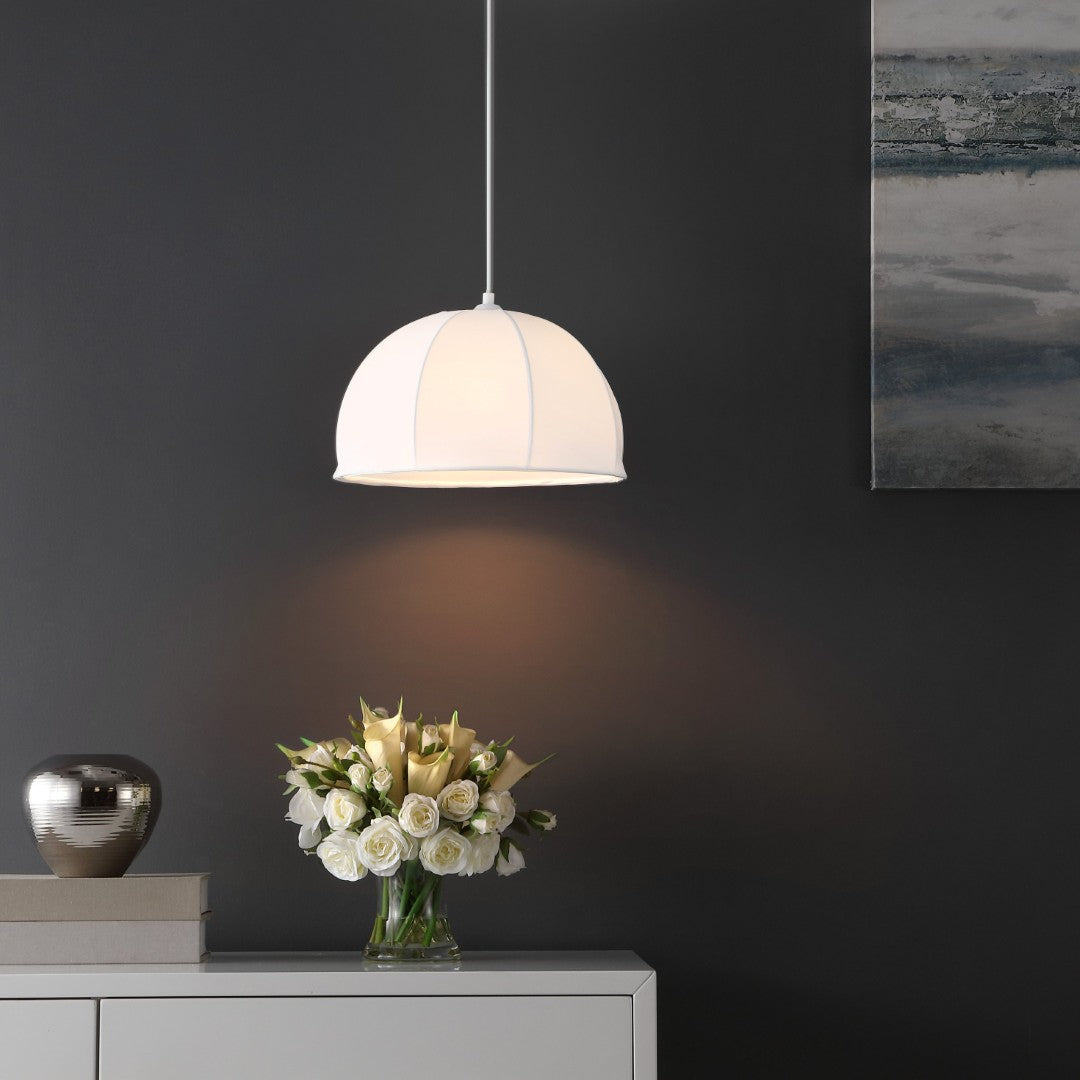 NEAMI, 15 Inch White Fabric Pendant Light - Adjustable Modern Design f