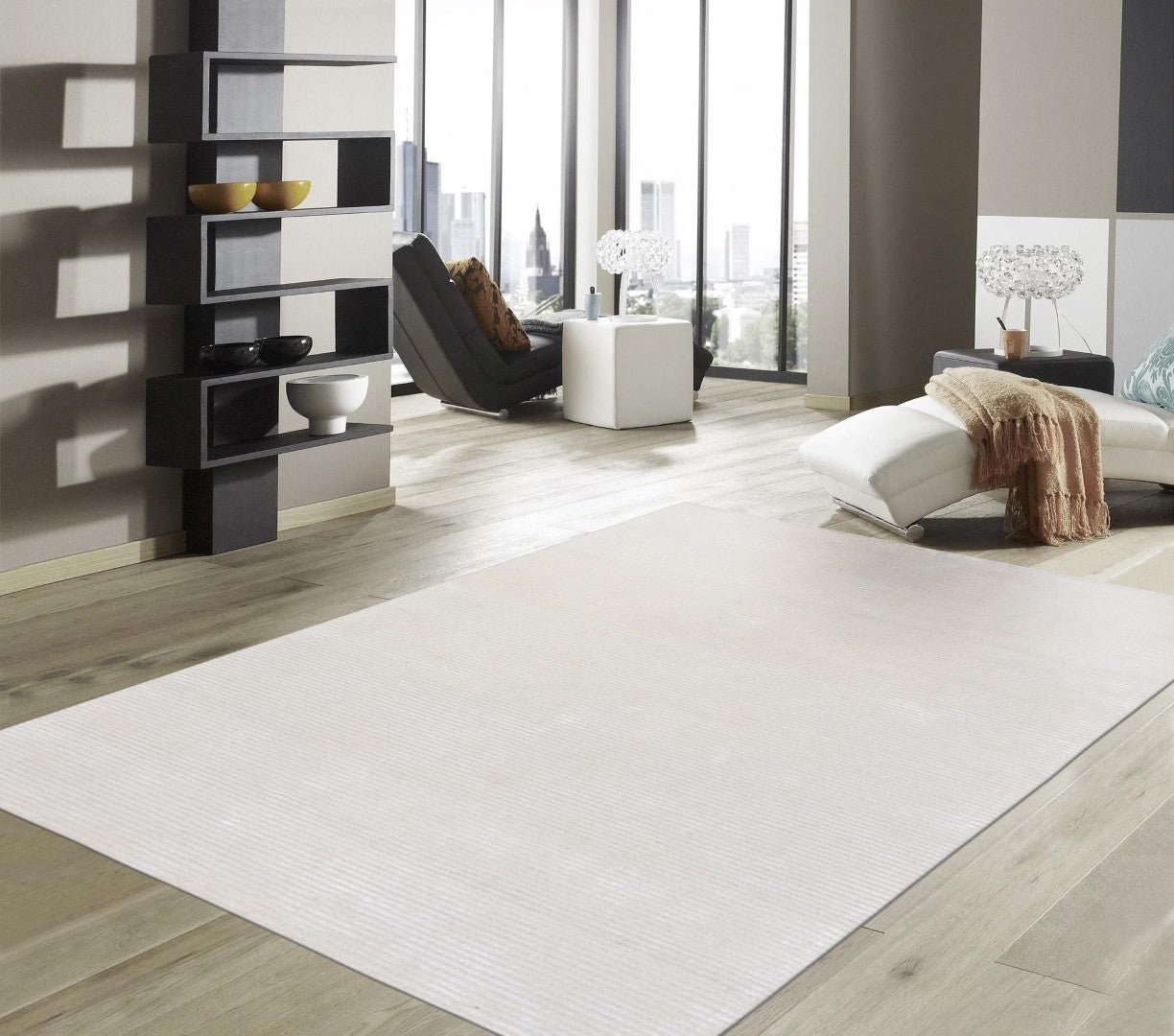 Edgy Collection Hand-Tufted Bamboo Silk & Wool Area Rug for Modern Ele