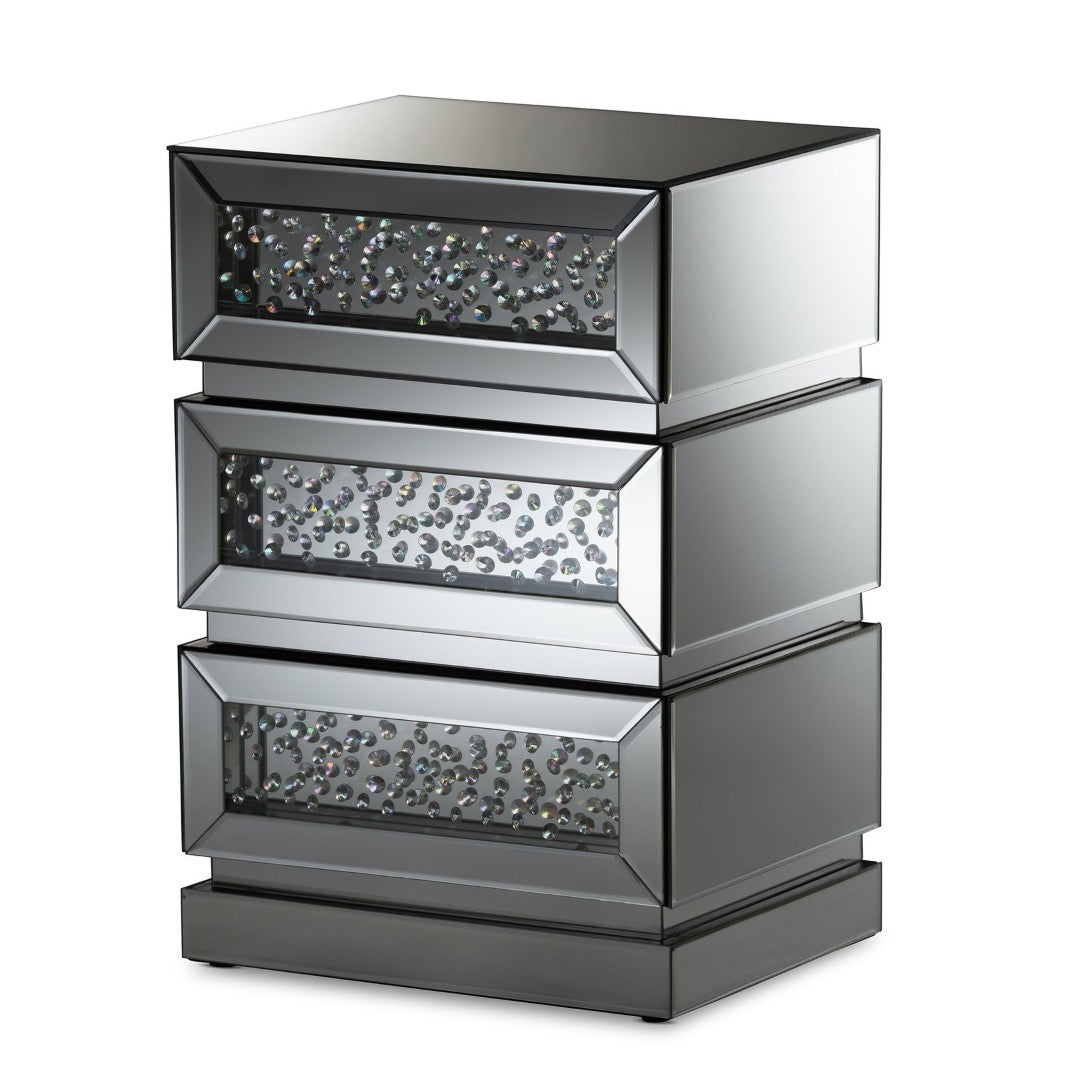 Baxton Studio Sabrina Mirrored 3-Drawer End Table – Glamorous Hollywoo