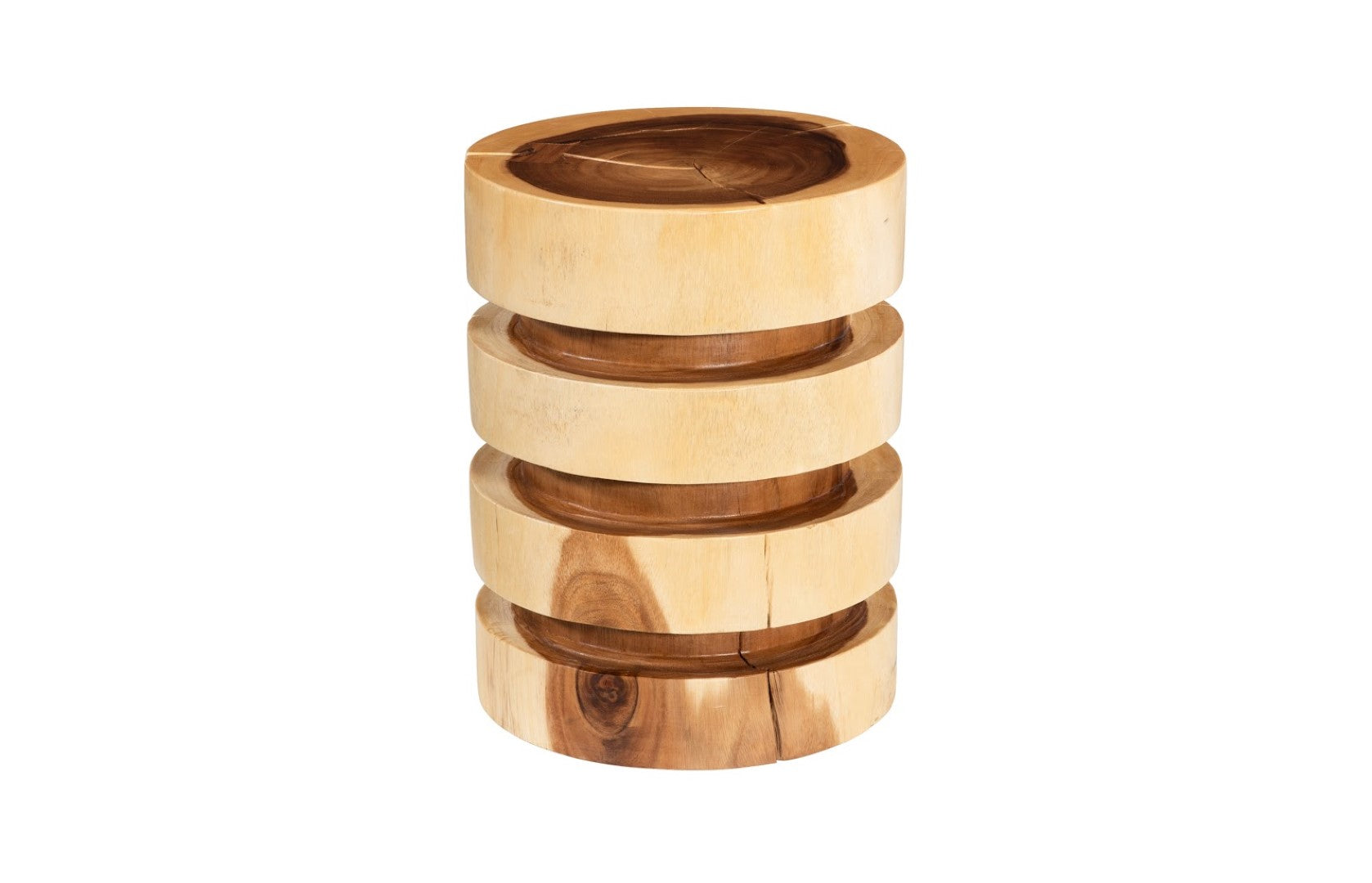 Ridge Natural Stool: Versatile Accent Table with Modern Organic Design