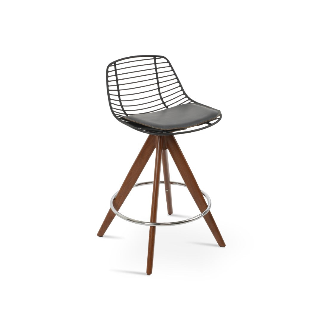 Tiger Sword Swivel Barstool – Modern Black Powder Coated Steel Frame w