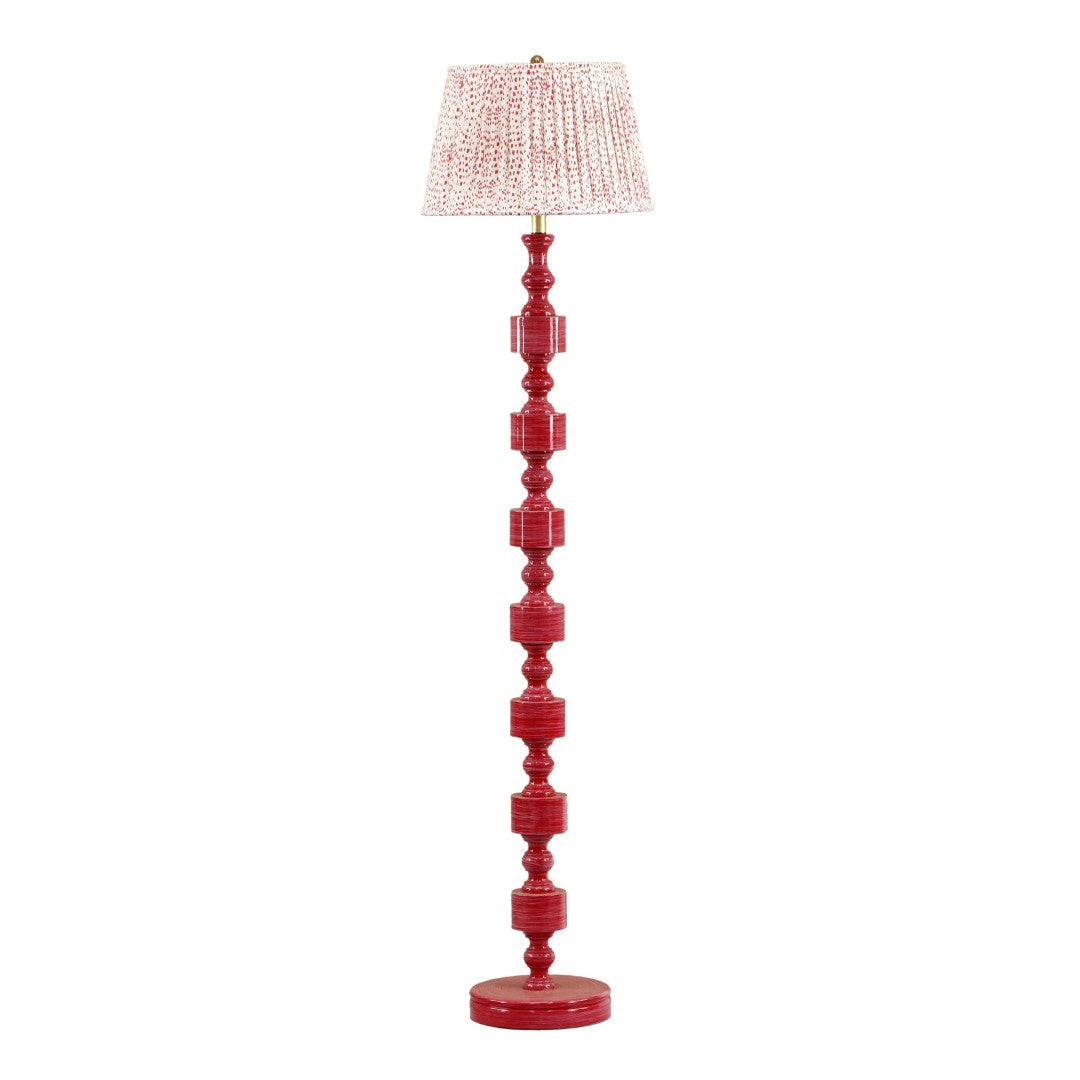 Peggy Pink Spotted Floor Lamp – Modern Glossy Design with Natural Fibe