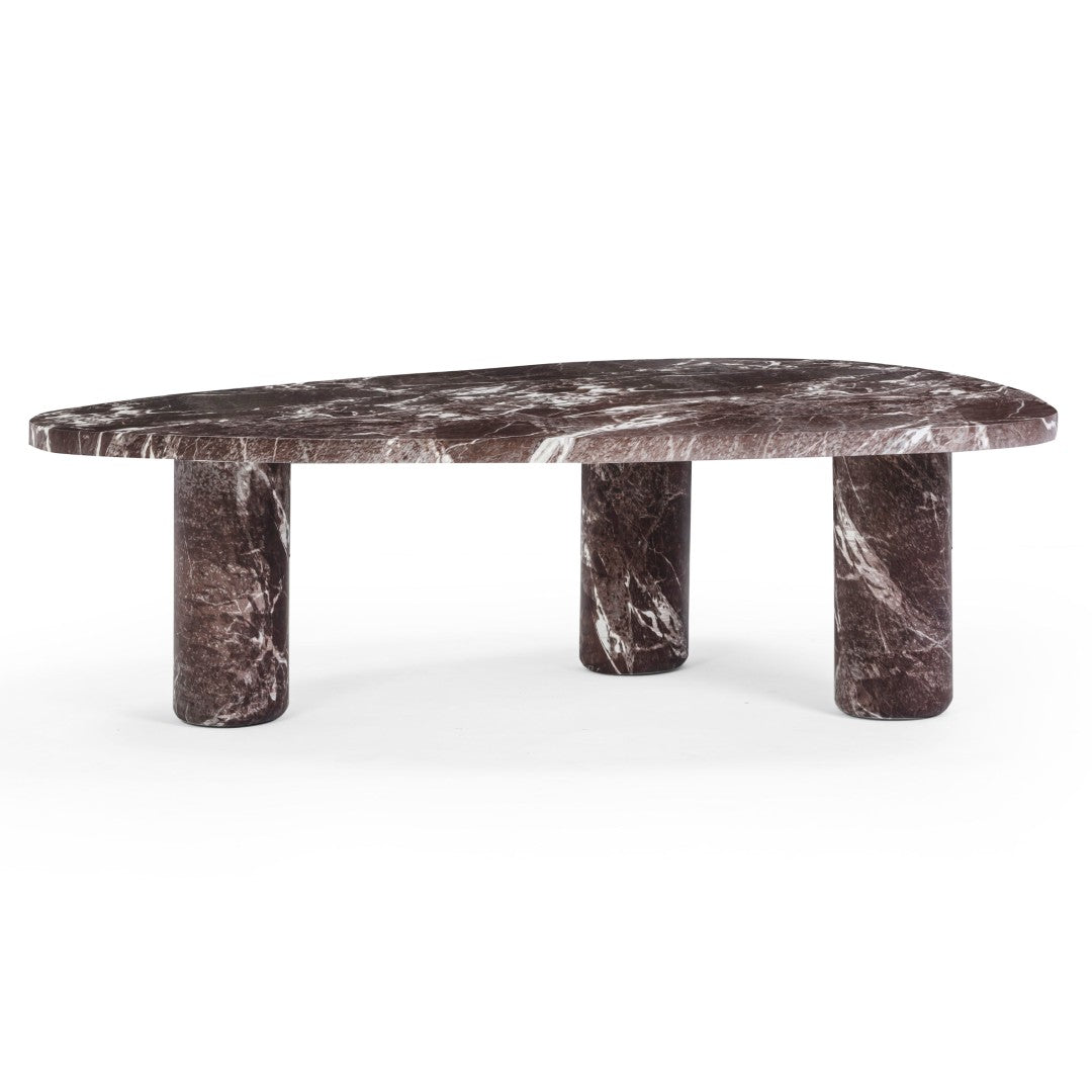 Libby Sculptural Faux Red Levanto Marble Coffee Table - Stylish Indoor