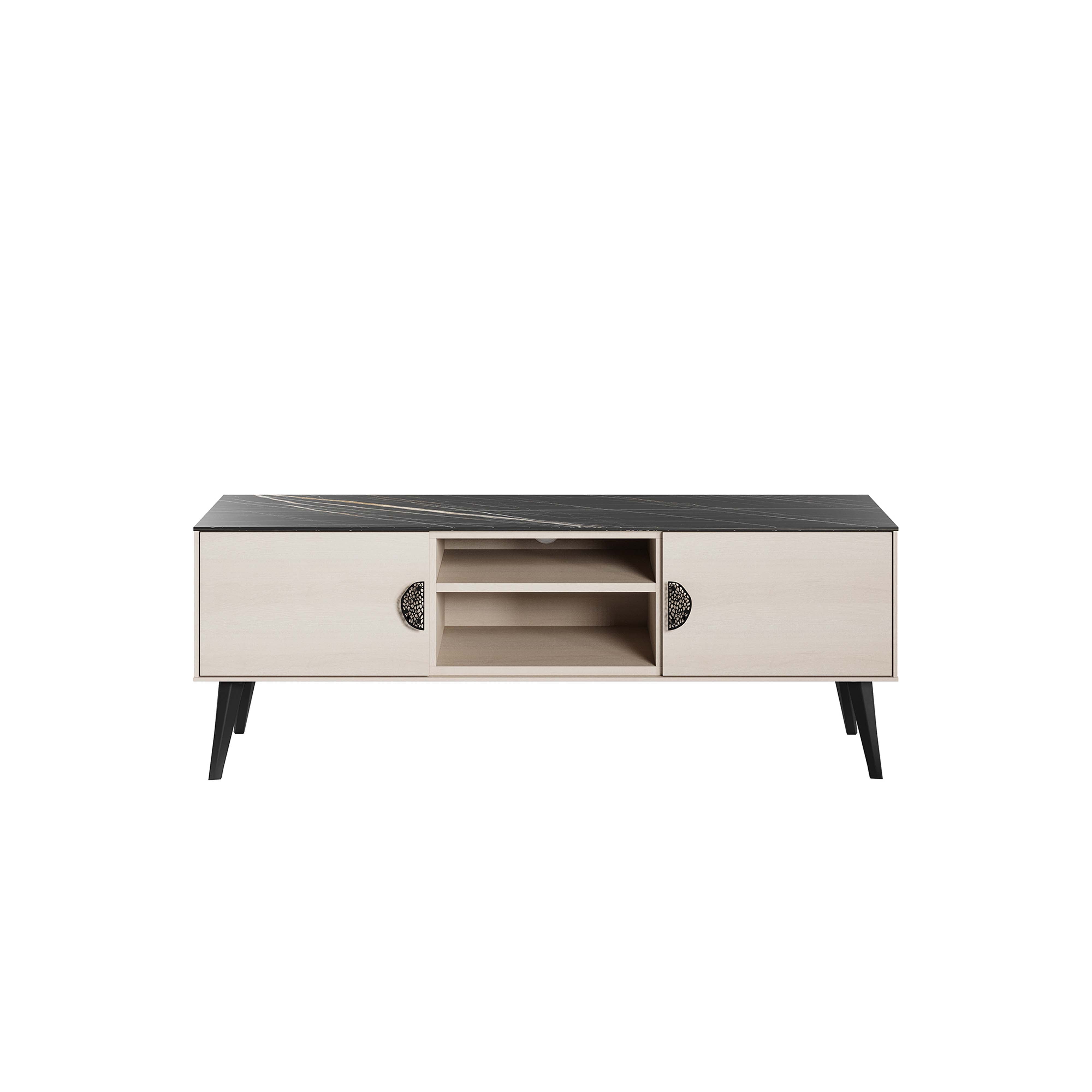 Haley Mid-Century Modern TV Stand - Elegant Design with Hidden Storage