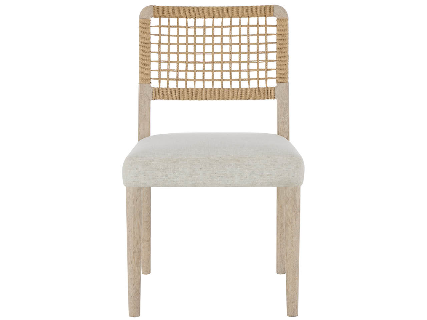 Dockside Chair Set of 2 - Coastal Style with Woven Backrest & Upholste