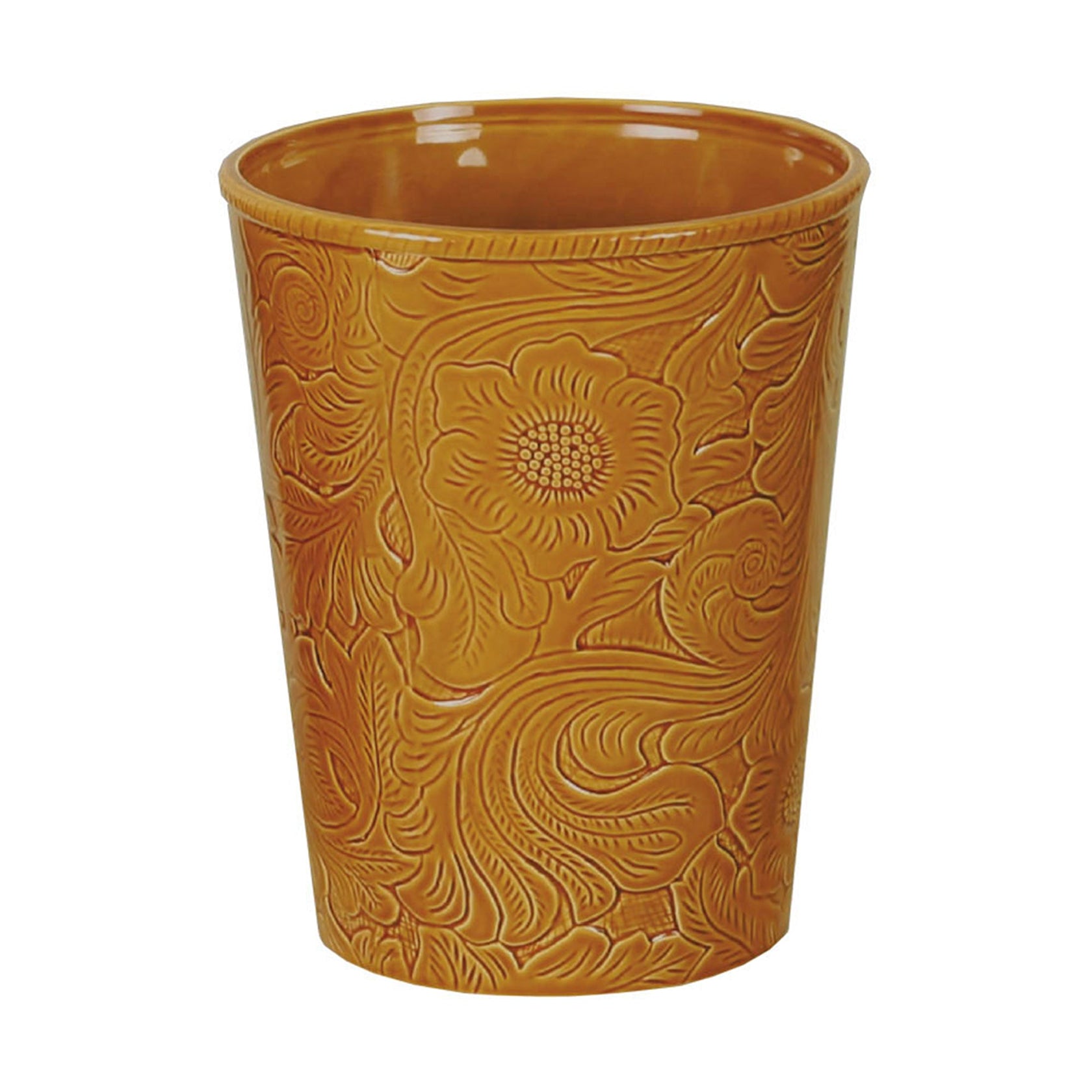 Savannah Ceramic Wastebasket - Elegant Floral Design for Home Decor an