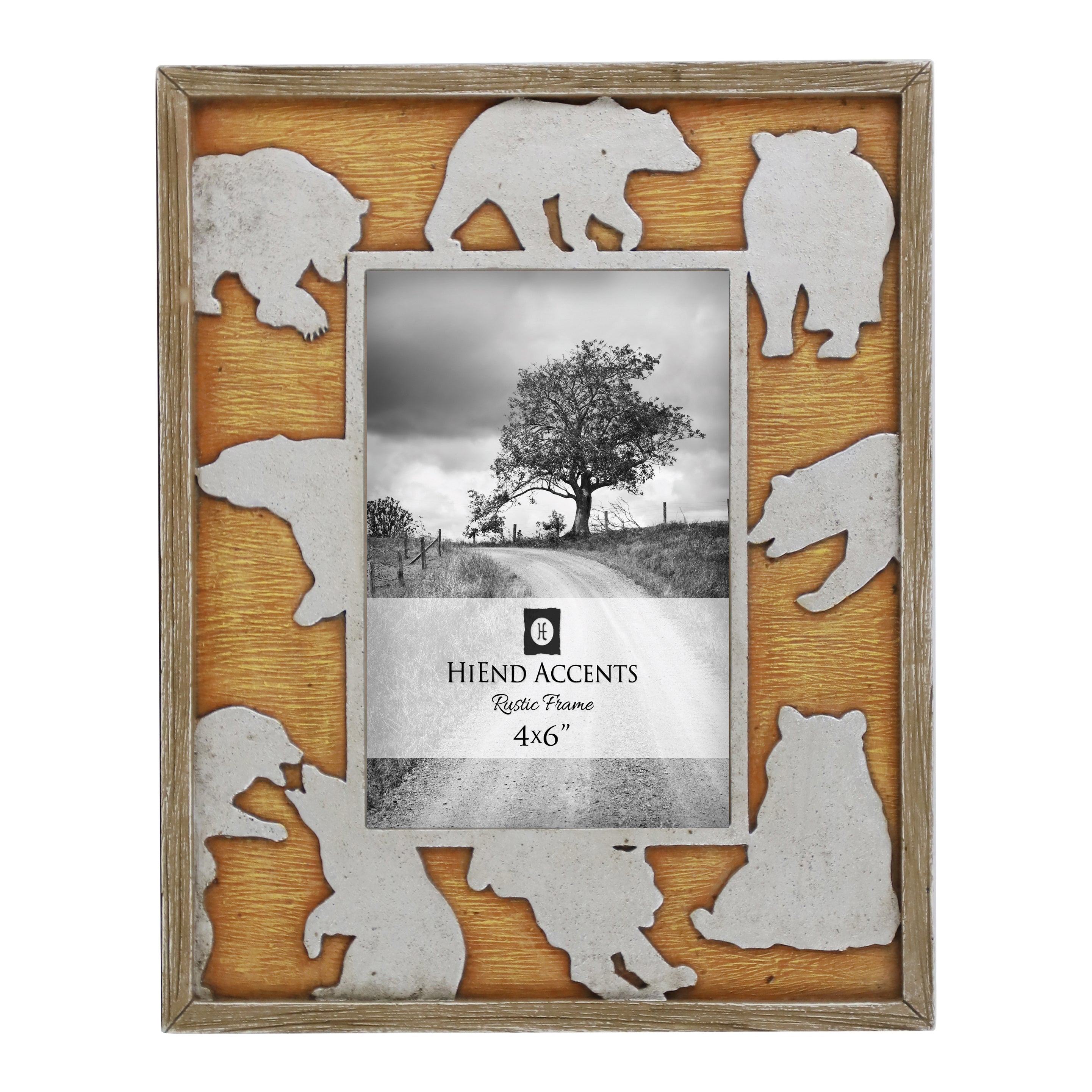 Bear Cutout Picture Frame - Rustic Charm with Whimsical Bear Silhouett
