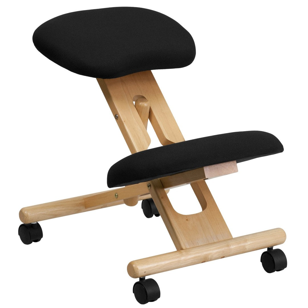 Posey Ergonomic Kneeling Chair in Black Fabric - Adjustable Height, Su