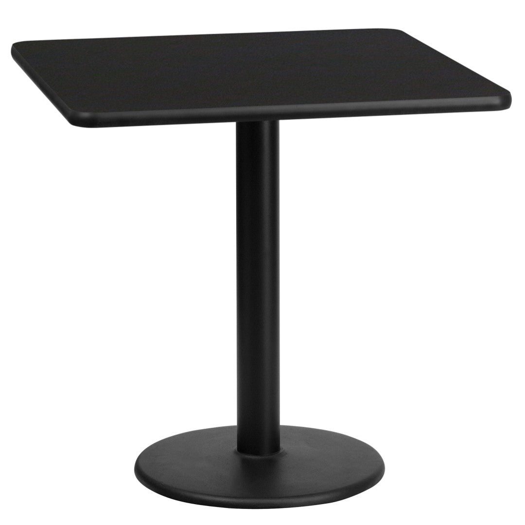 Stiles 24" Square Black Laminate Table Top with 18" Round Base - Durab