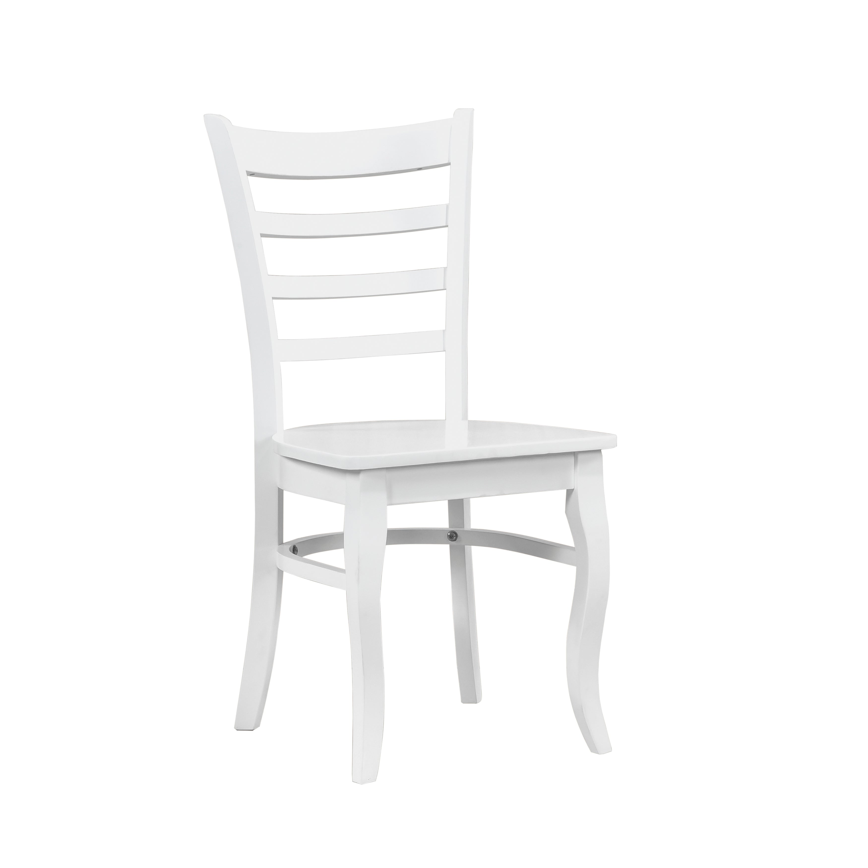 White Ladder-Back Dining Chairs Set Of 2 - Farmhouse Wooden Side Chair