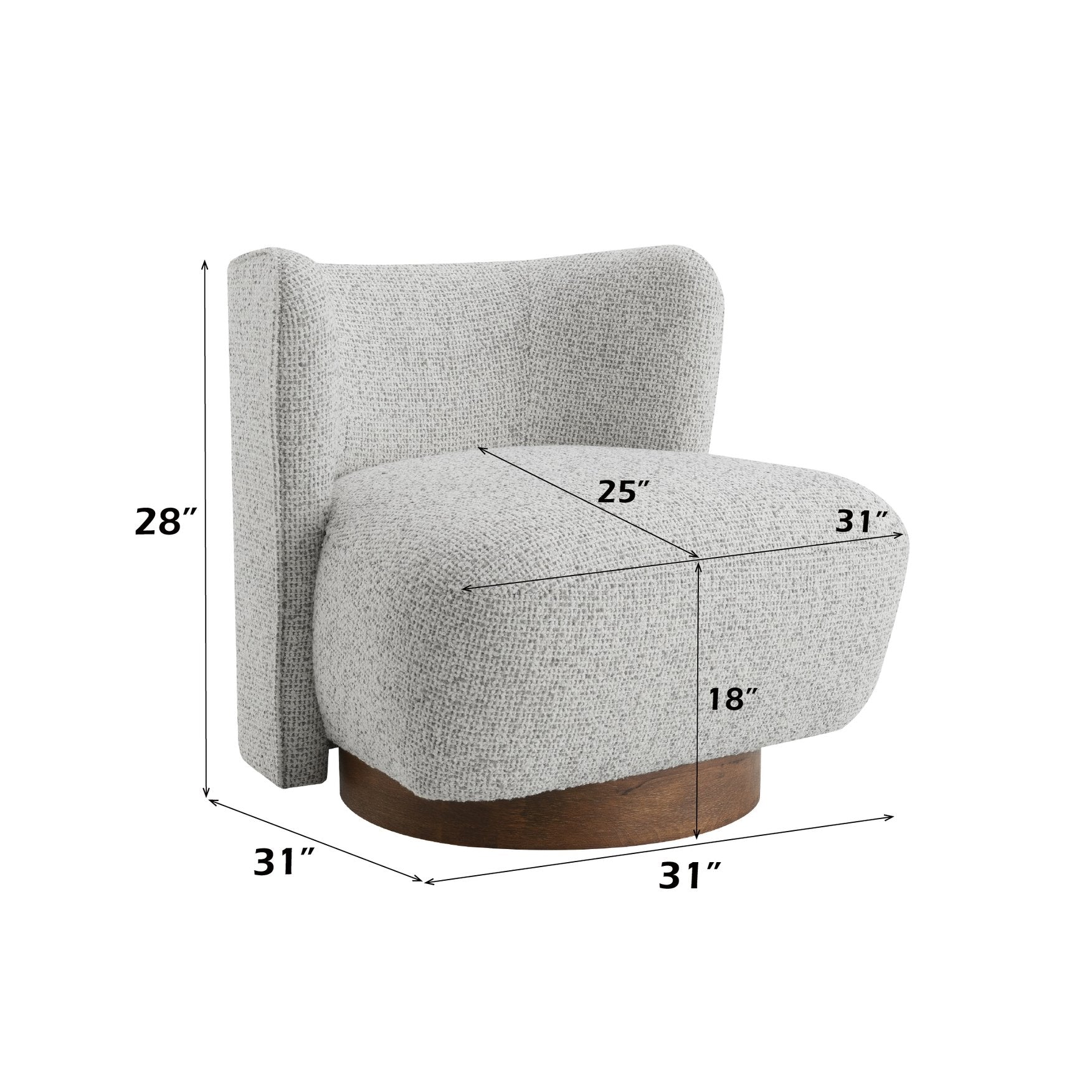 Lisa Gray Tweed Accent Chair With Pocket Coil, Solid Wood Frame, Plush