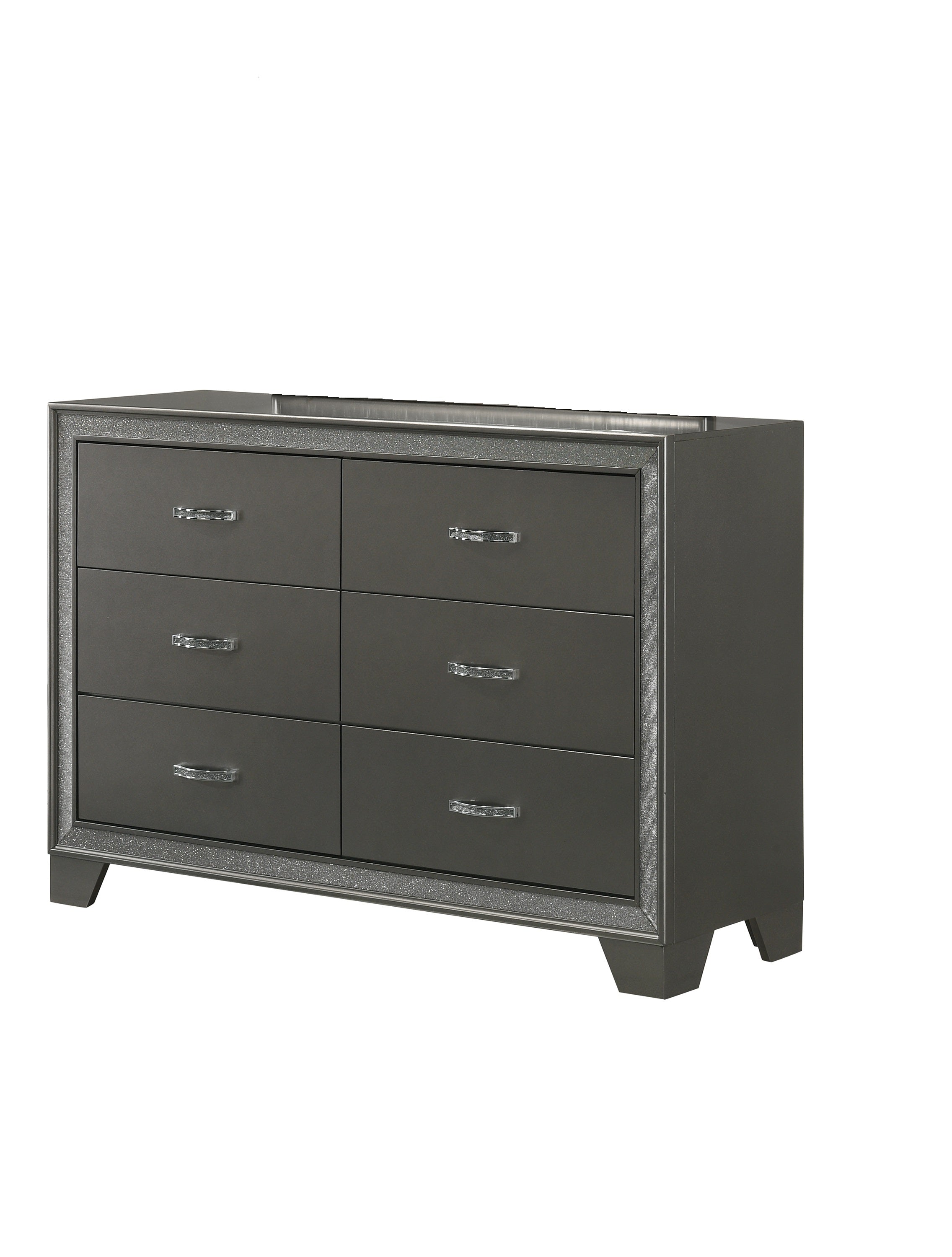Contemporary Sparkling Accent Five-Drawer Chest With Sleek Dark Brown
