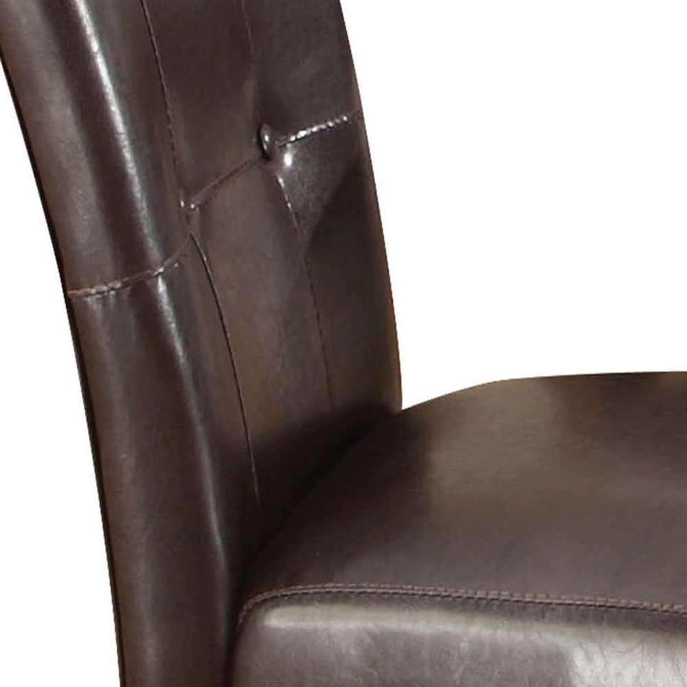Faux Leather Espresso Dining Chairs, Walnut Legs (Set of 2) - Elegant